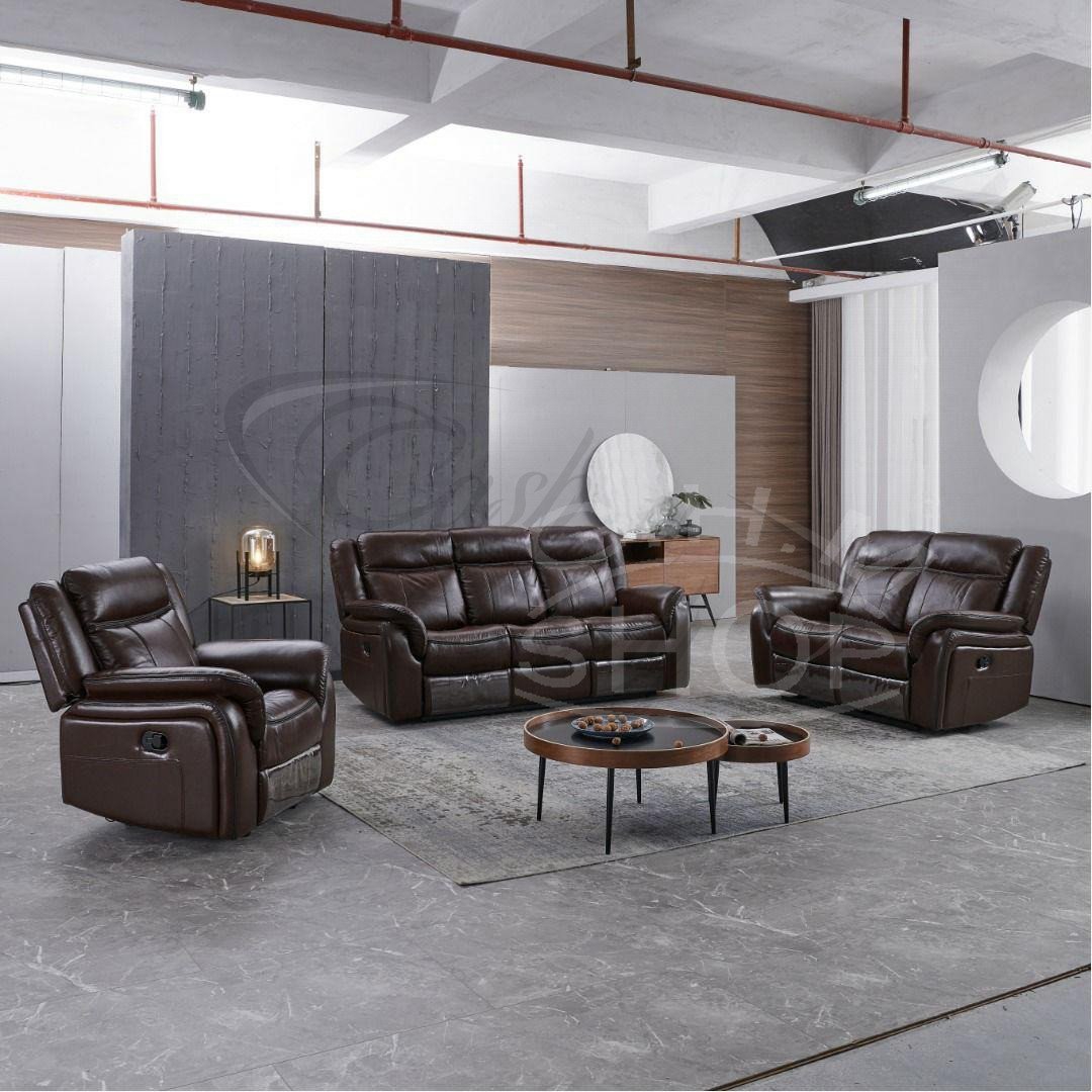 3+2 Seater Leather Recliner Sofa Set - Ivory | Relax in Style